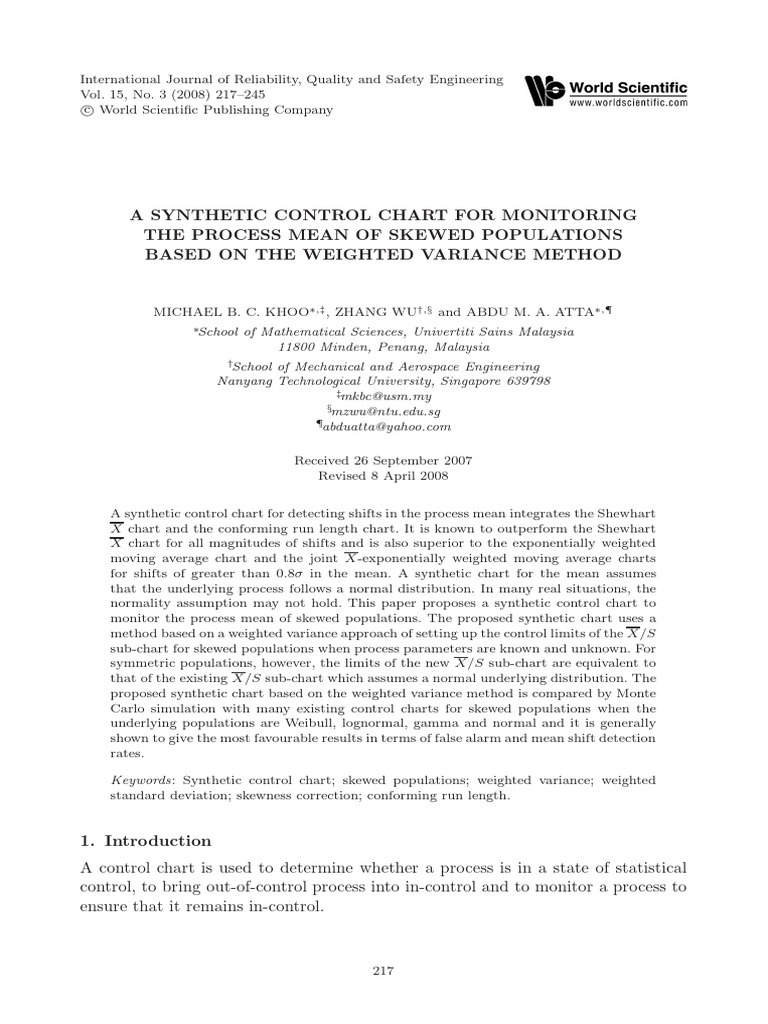 A Synthetic Control Chart For Monitoring The Process Mean of Skewed Populations Based On The ...