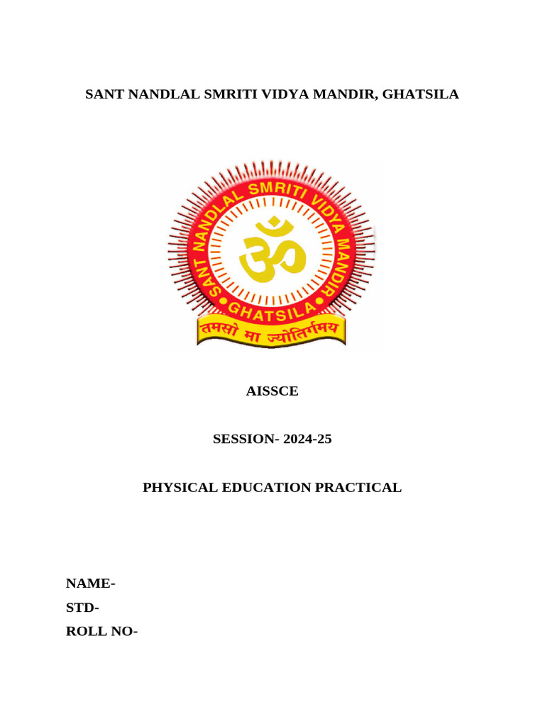 Format of PE Practical Front Page | PDF