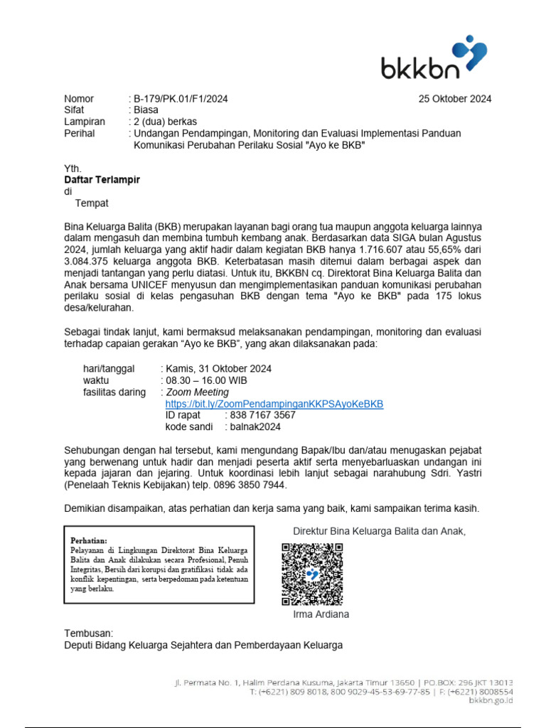 Surat Undangan Kegiatan Pendampingan, Monev - Ayo Ke BKB Update | PDF | Karier & Perkembangan