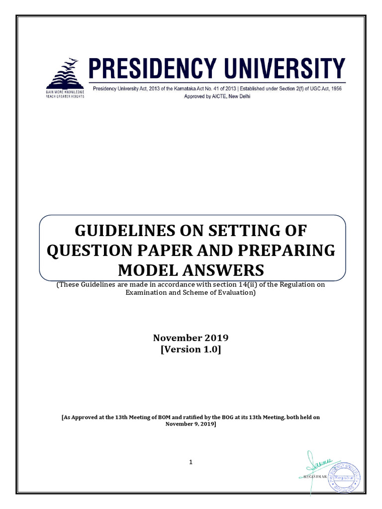 Presidency University Exam Paper Guidelines | PDF | Evaluation