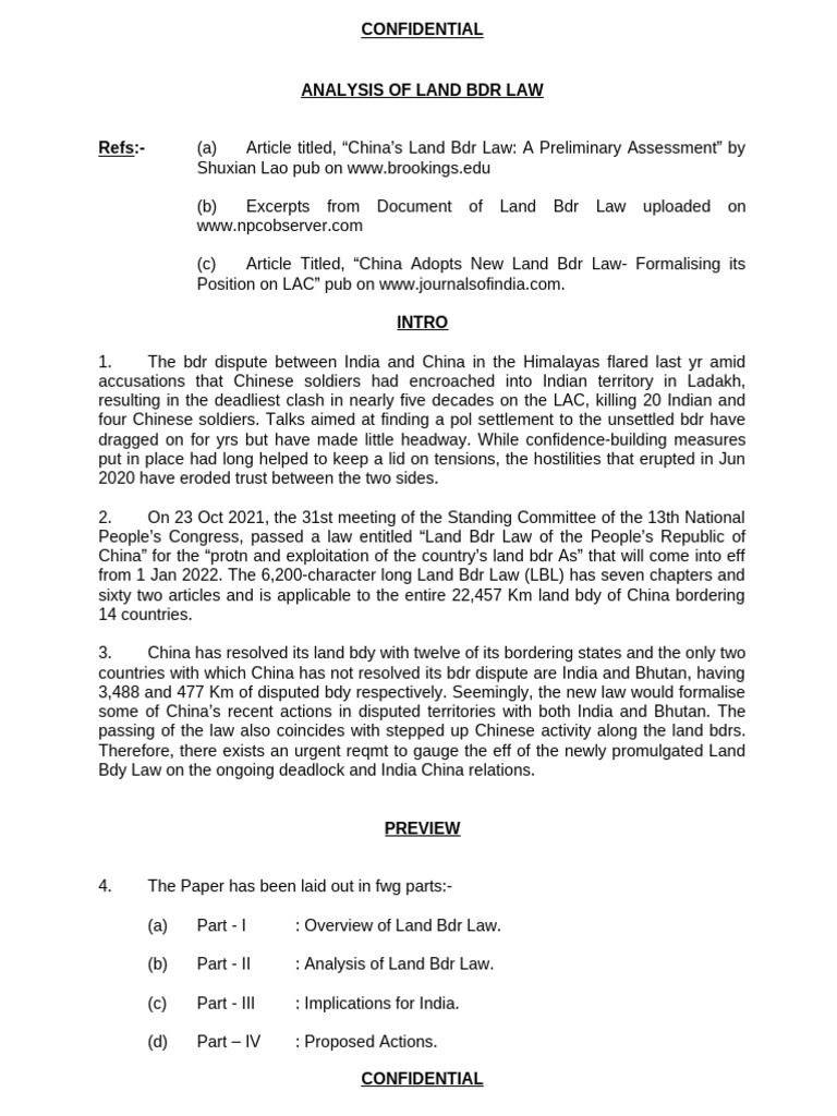 Final Paper On Land Bdy Law | PDF | China | World Politics