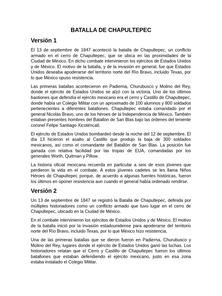 Batalla de Chapultepec | PDF | México | Operaciones militares