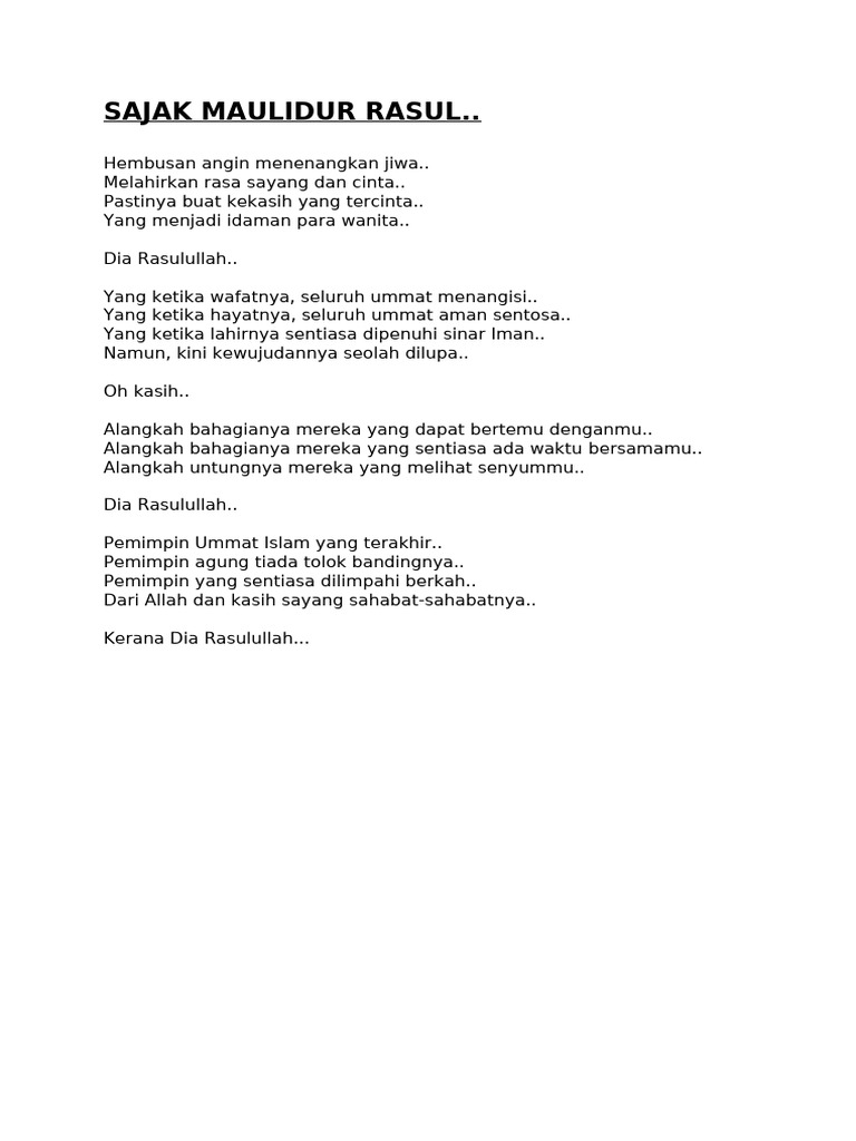 Sajak Sempena Maulidur Rasul | PDF