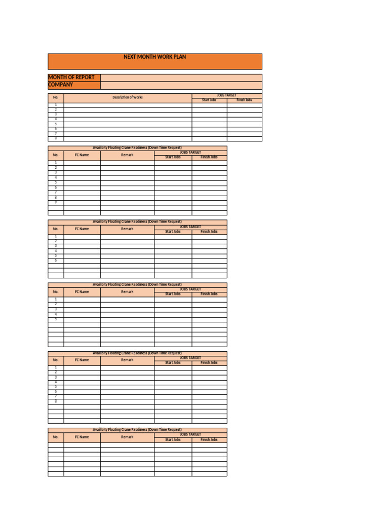 Next Month Work Plan Overview | PDF