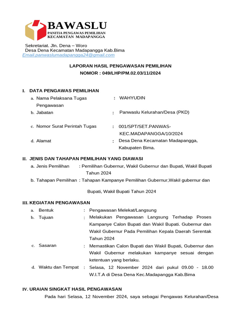 LHP Kampanye Desa Dena 12-11-2024 | PDF