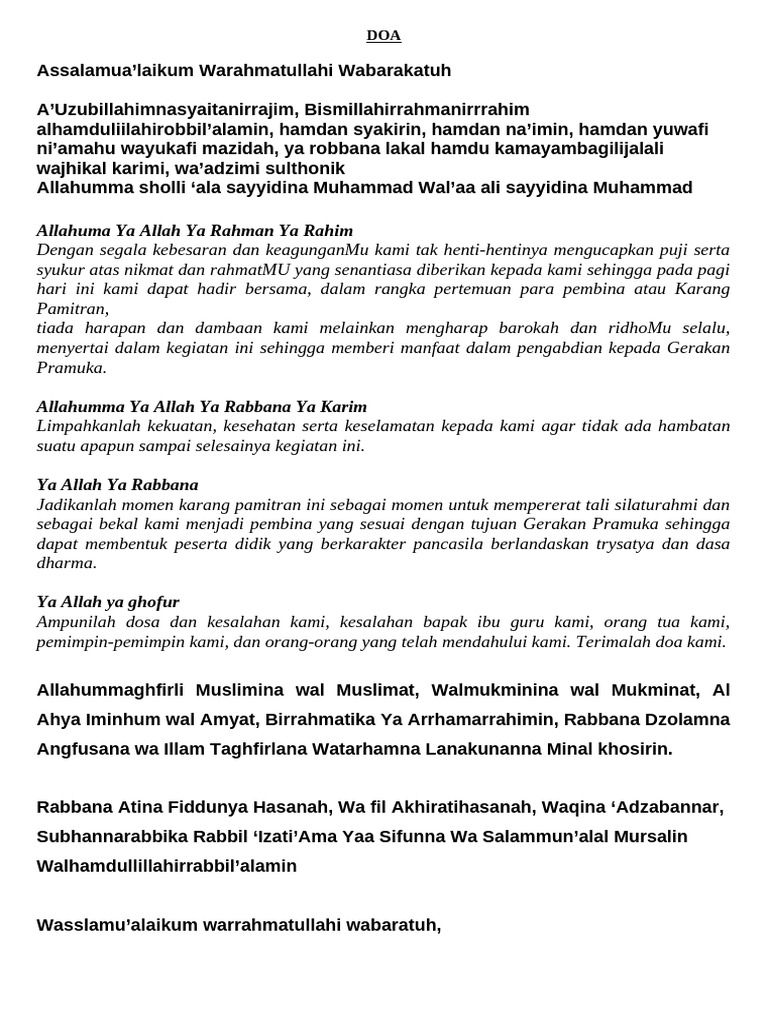 Doa Pembukaan, Dan Pembawa Acara | PDF | Pengembangan Diri