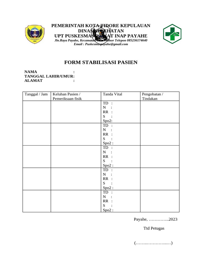 Form Stabilisasi Pasien | PDF