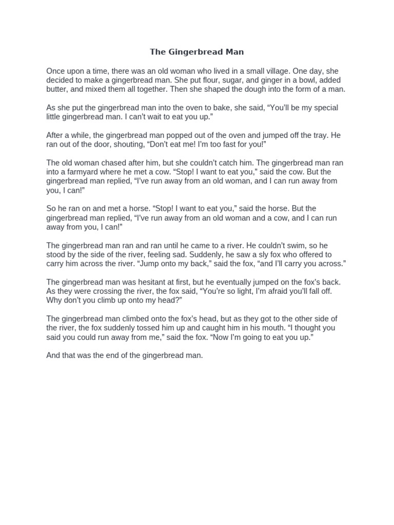 Story Telling The Gingerbread Man | PDF