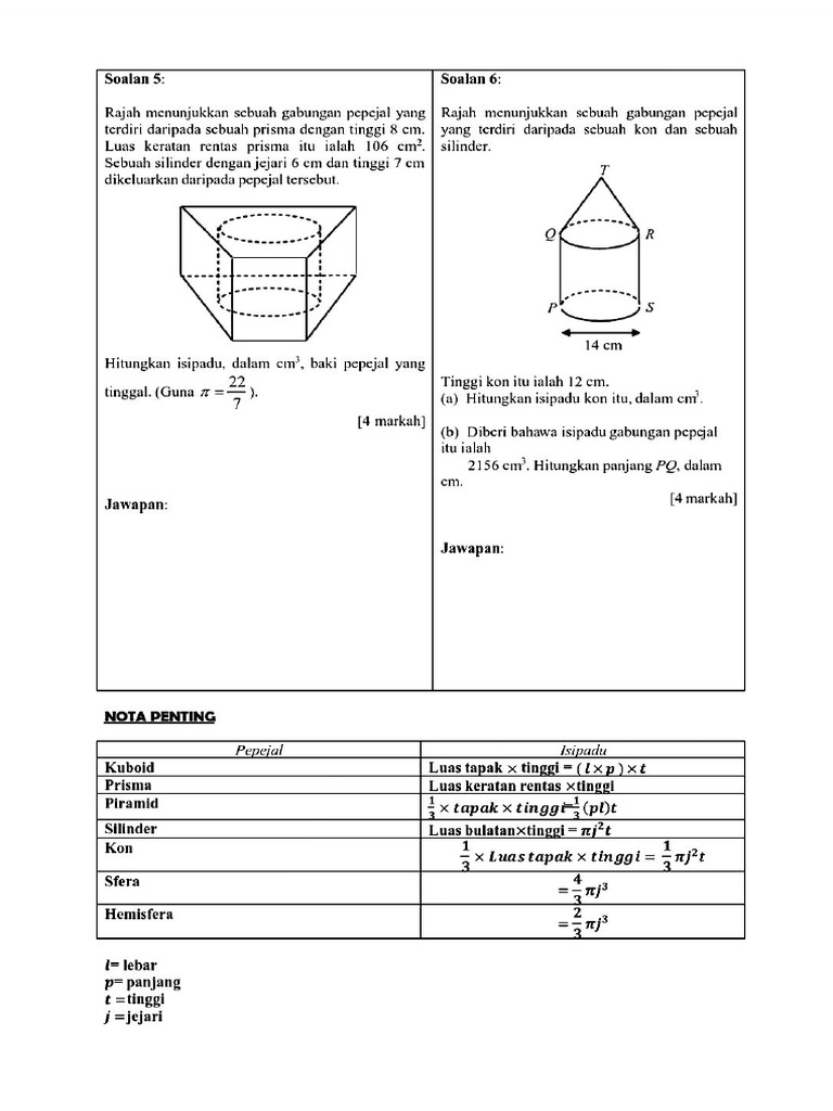 Contoh Soalan Isipadu SPM | PDF