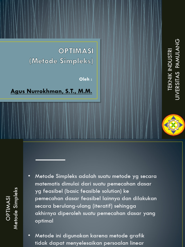 PRT 5-6. Optimasi Dengan Metode Simpleks | PDF