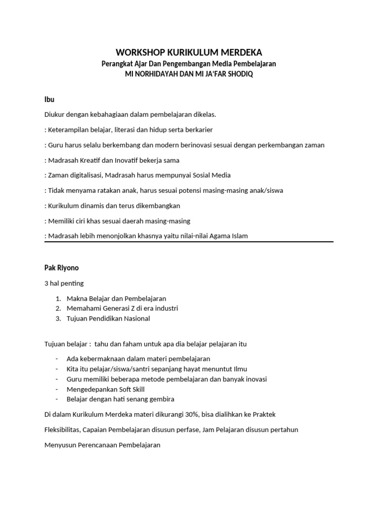 Workshop Kurikulum Merdeka 2023 | PDF | Karier & Perkembangan | Ilmu Sosial