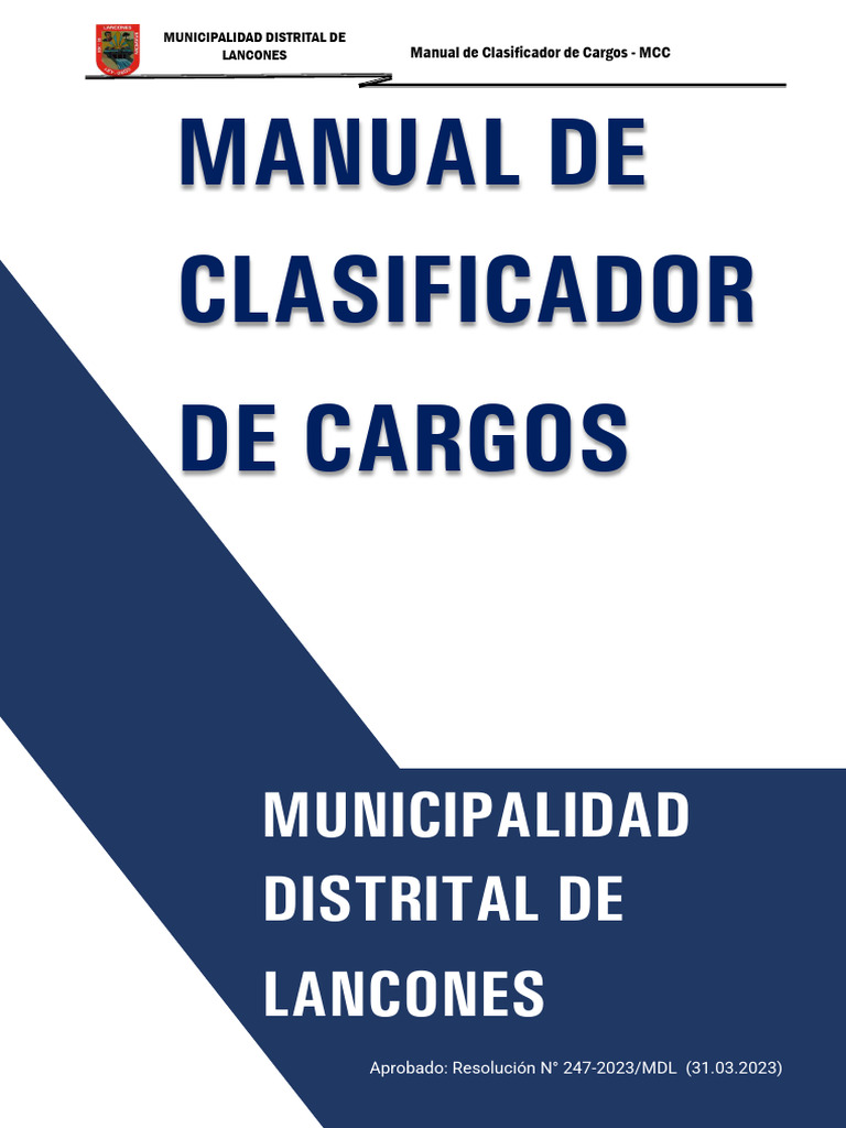 Manual de Clasificador de Cargos 2023 (MCC) | PDF | Gobierno local | Derecho laboral
