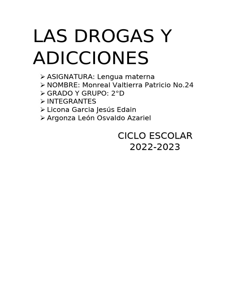 Drogas y Adicciones en Lengua Materna | PDF