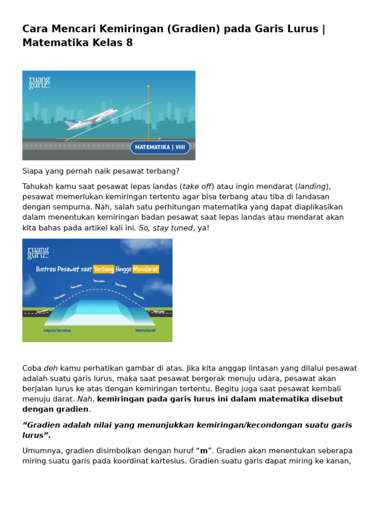 Mencari Gradien Garis Lurus Kelas 8 | PDF
