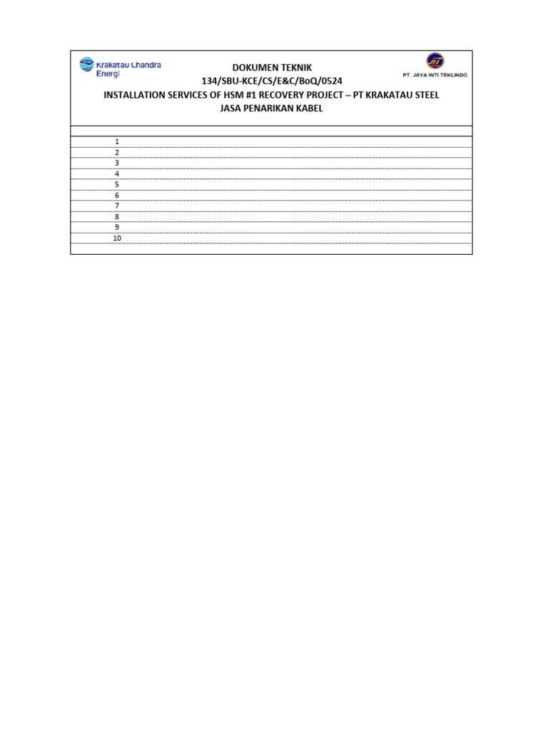 Technical of HSM #1 Recovery Project - Jasa Pemasangan Panel. | PDF ...