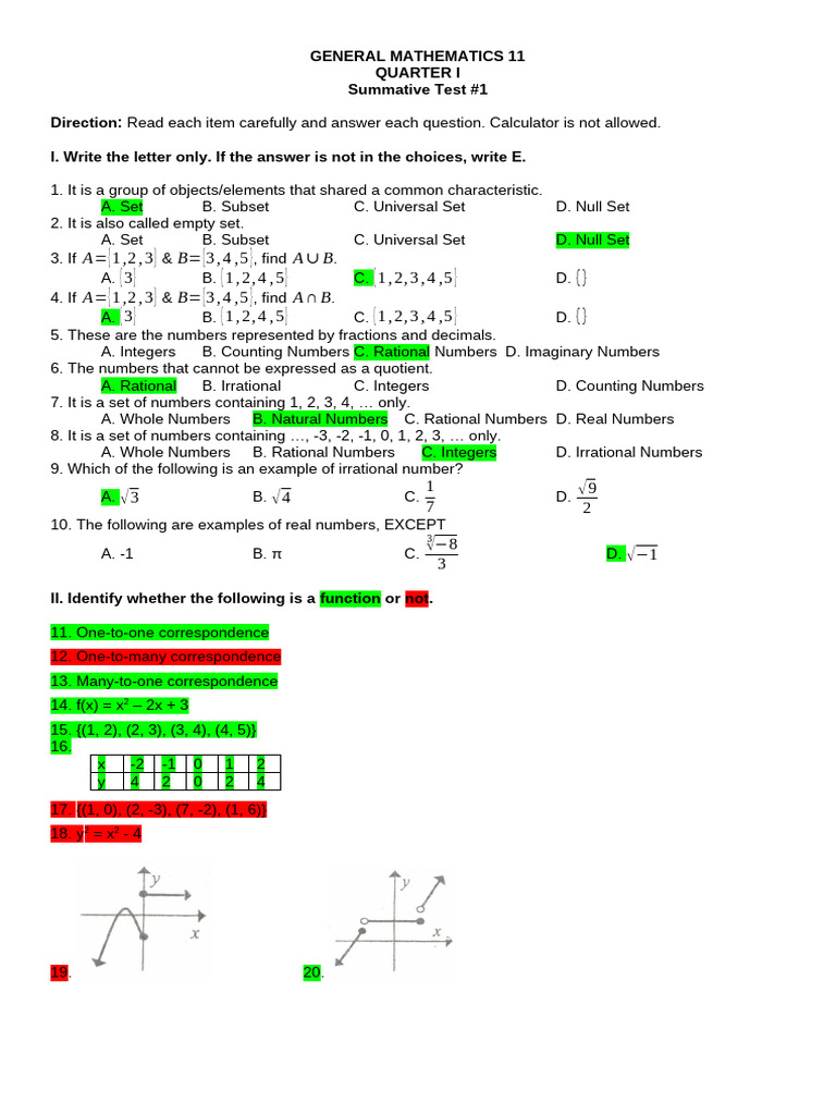 General Mathematics 11 St1 | PDF | Numbers | Rational Number