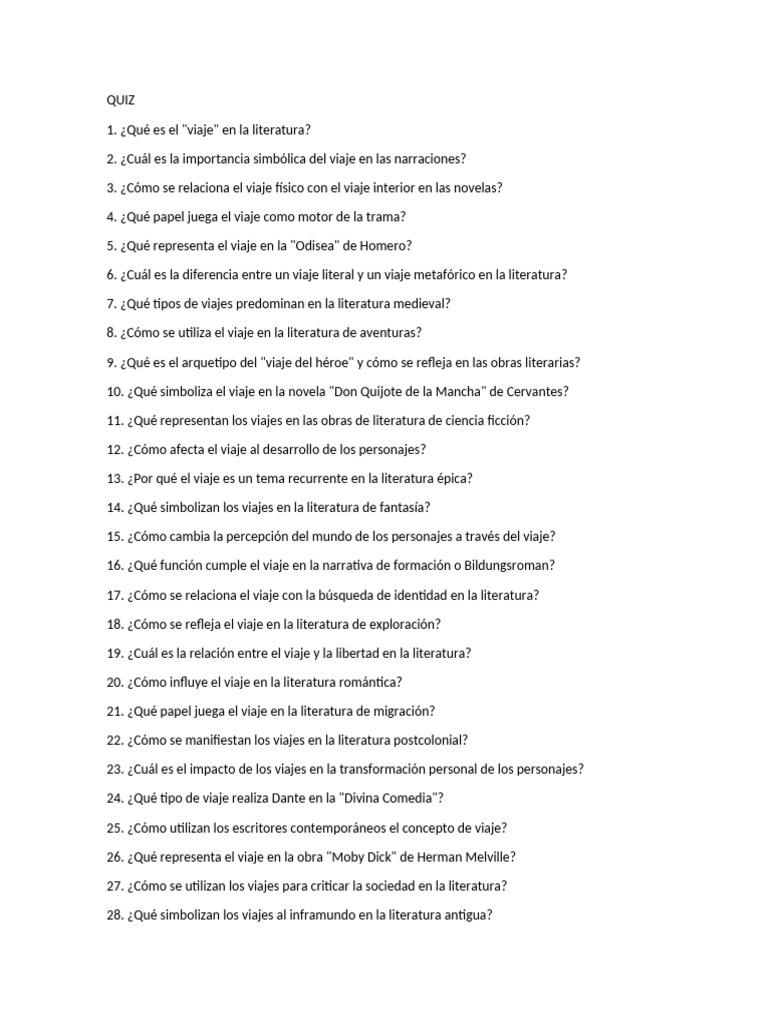 El Viaje en la Literatura: Significado y Tipos | PDF | Novelas ...