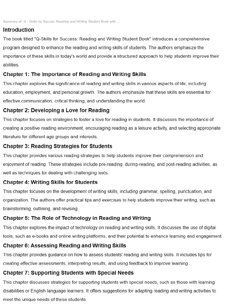 Q - Skills For Succes - Reading and Writing Student Book With ... | PDF