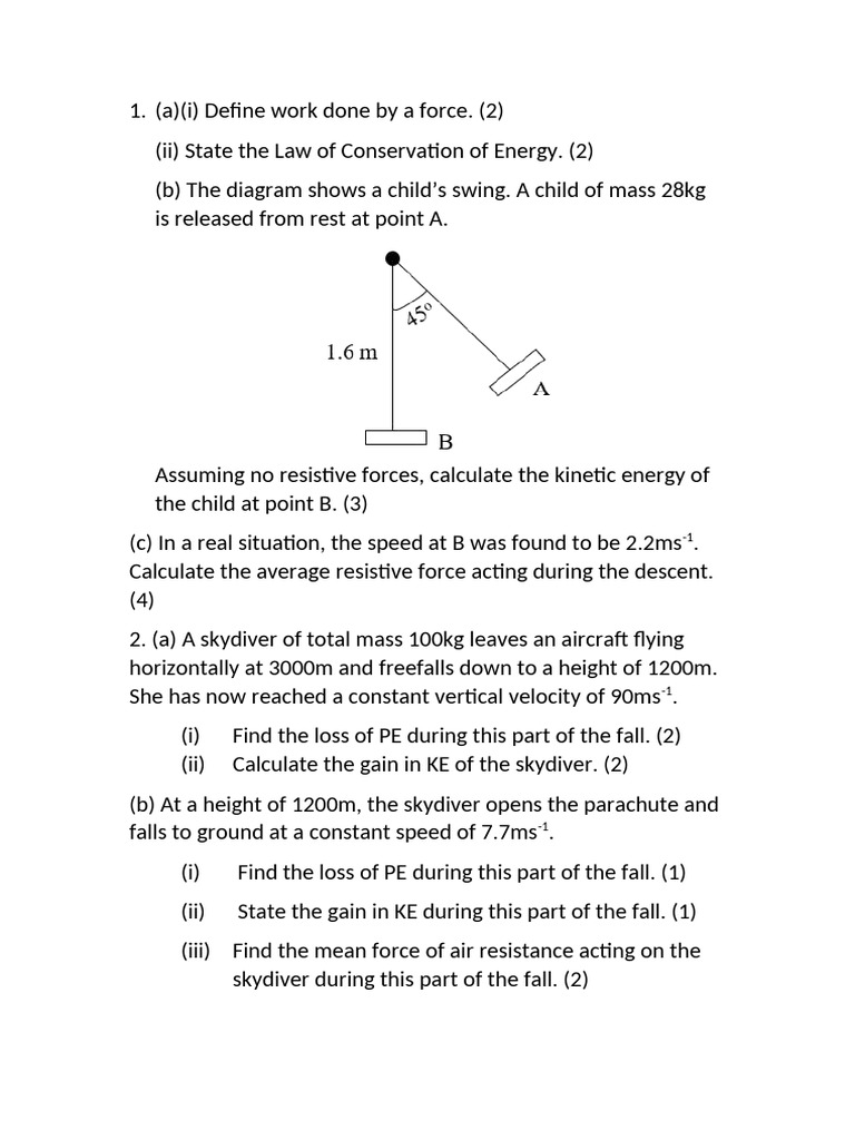 Physics Energy Problems | PDF | Force | Turbine