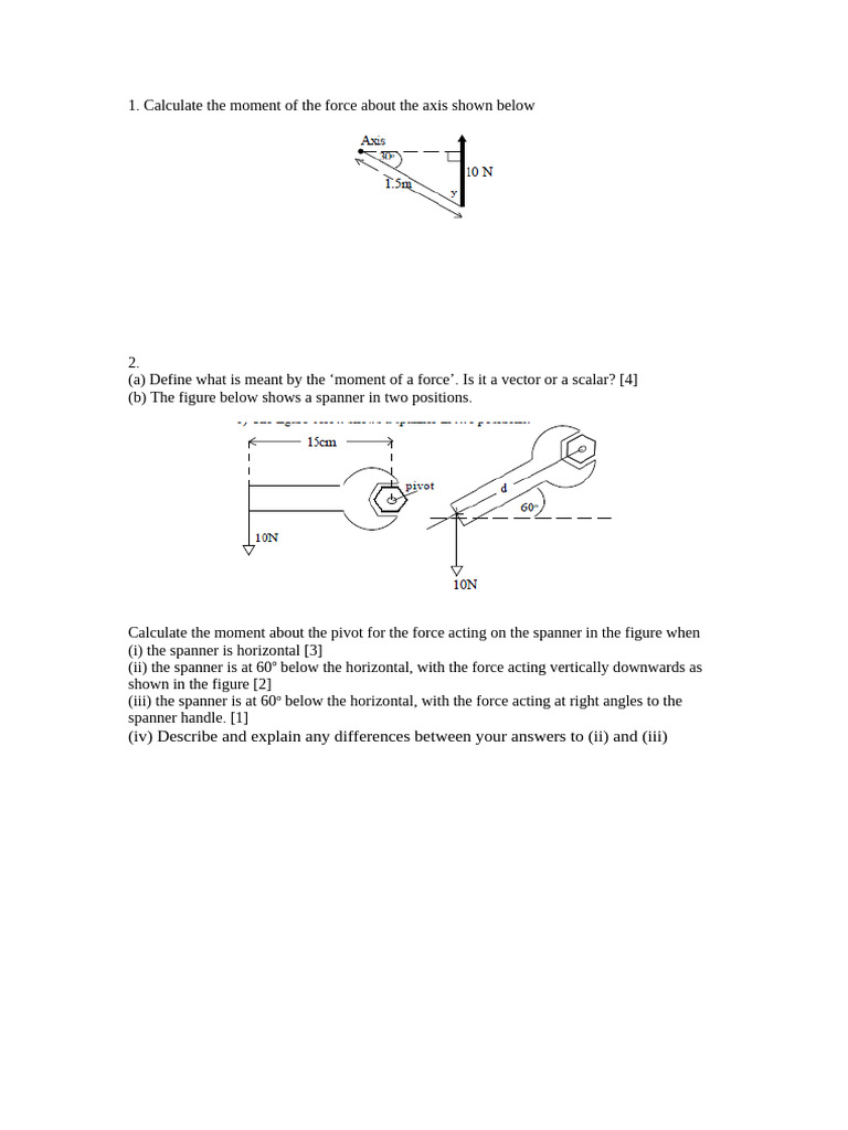 A-Level Questions On Moments | PDF