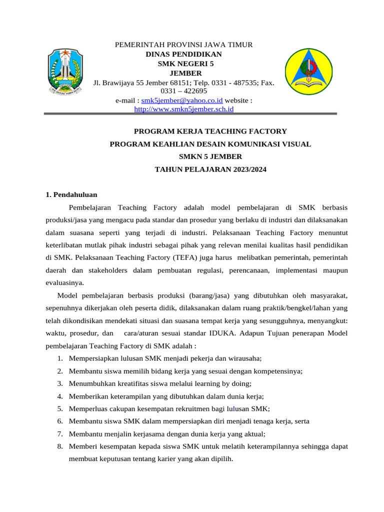 Program Kerja Teaching Factory DKV | PDF | Karier & Perkembangan | Bisnis