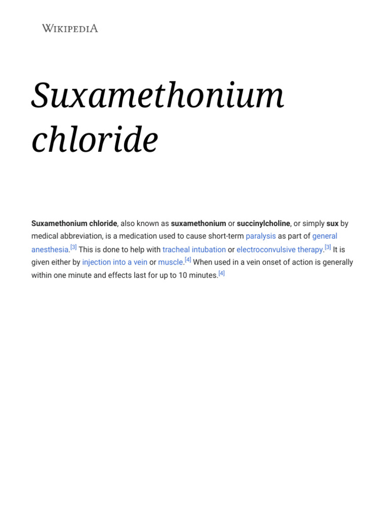 Suxamethonium: Anesthesia Essential | PDF | Medicine | Health Care