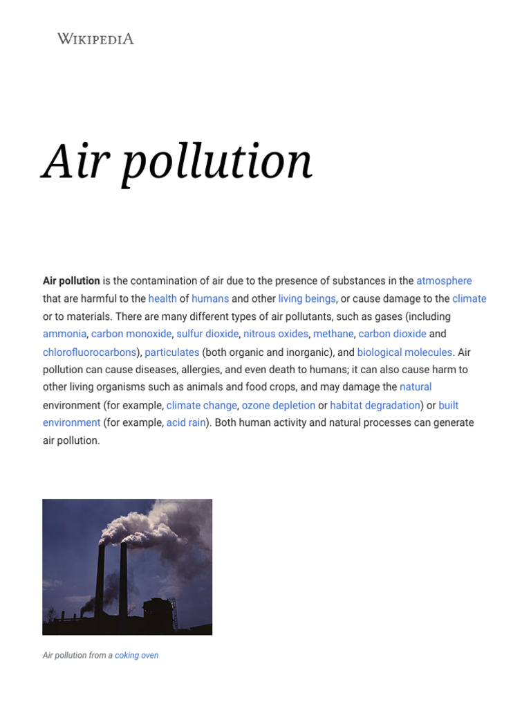 Air Pollution - Wikipedia | PDF | Air Pollution | Particulates