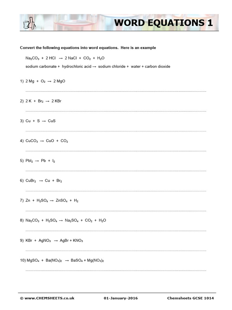 Chemsheet - WordEquations - Q | PDF