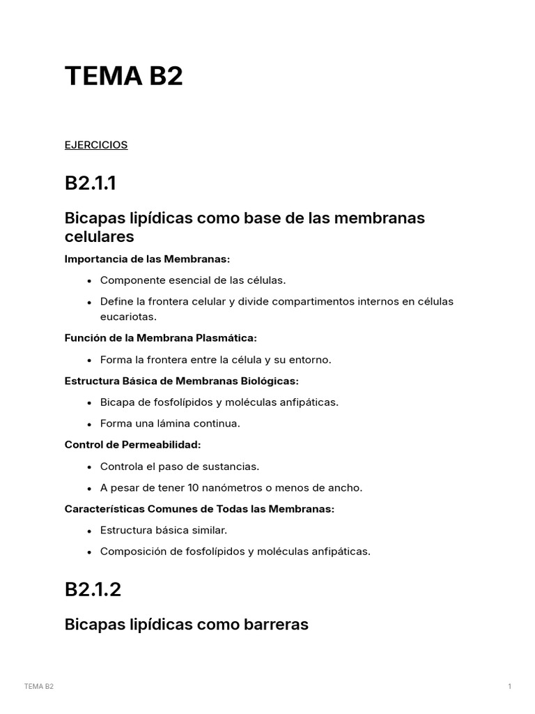 Tema B2: Bicapas Lipídicas Como Base de Las Membranas Celulares | PDF | Retículo endoplásmico ...