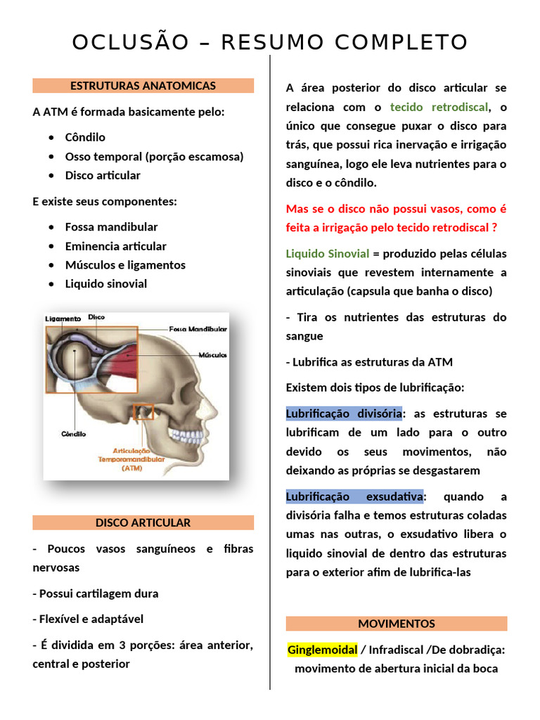 Meu Resumo de Oclusão Geral | PDF | Dente humano