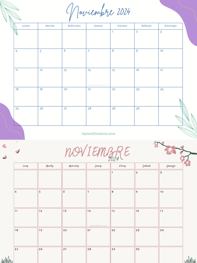Calendario Noviembre 2024 PDF | PDF | Calendario