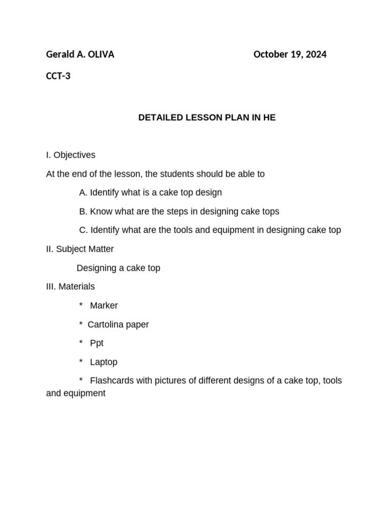 Lesson Plan Ganya | PDF | Cakes | Desserts