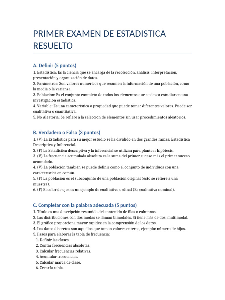 Examen Resuelto Estadistica | PDF