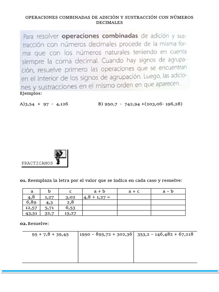Operaciones Combinadas con Decimales | PDF