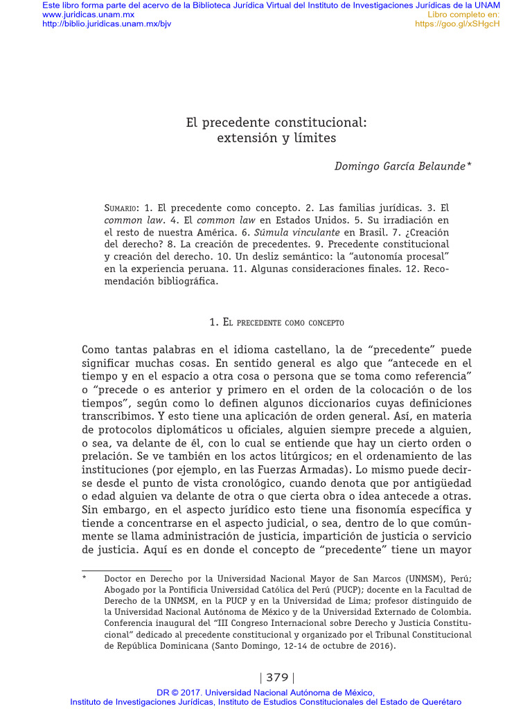 Precedente Constitucional: Extensión y Límites | PDF | Caso de ley ...
