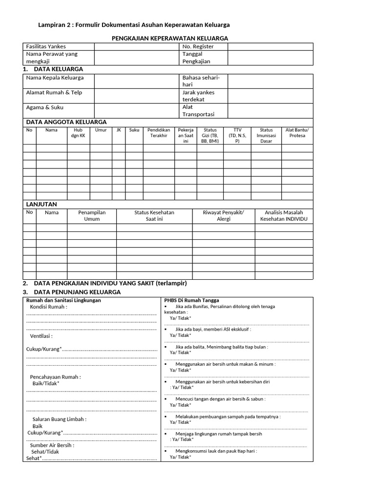 Format Dokumentasi Asuhan Keperawatan Keluarga | PDF