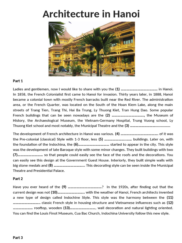 Unit 3 - Listening - Cloze Exercise SV | PDF | Hanoi | French Indochina