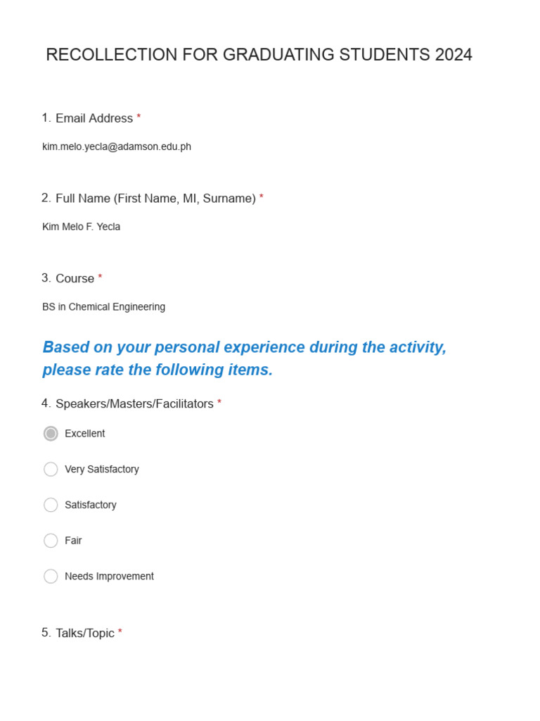 Recollection For Graduating Students 2024 | PDF | Career & Growth ...