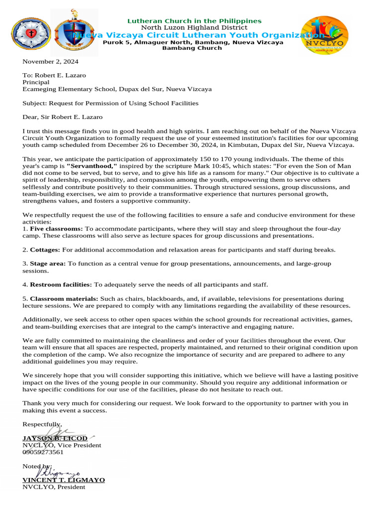 Request Letter To Principal 1 | PDF