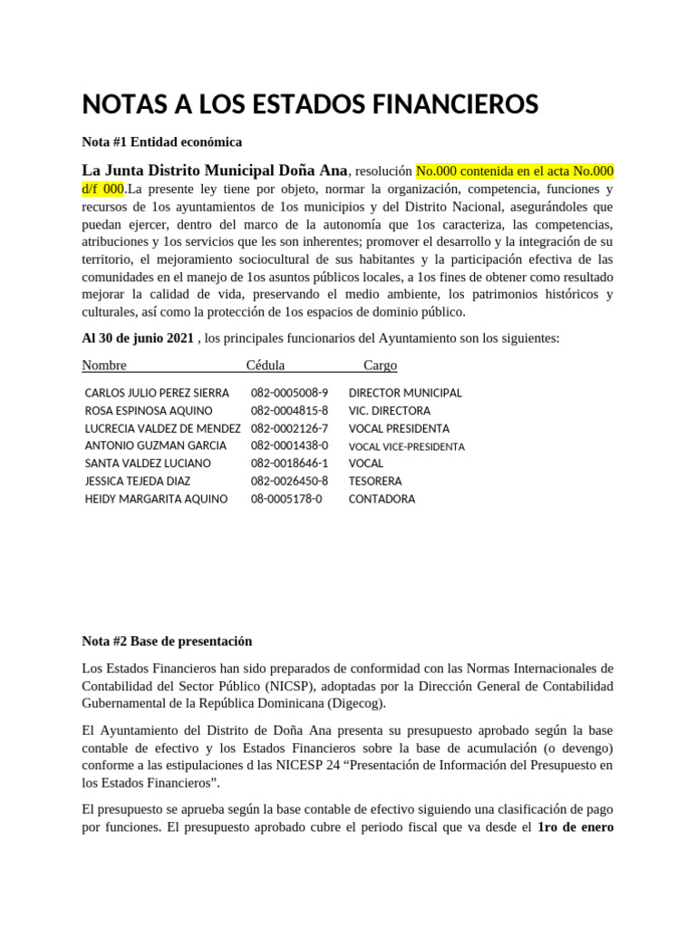 Nota A Los Estados Financieros 2021 | PDF | Contabilidad | Depreciación