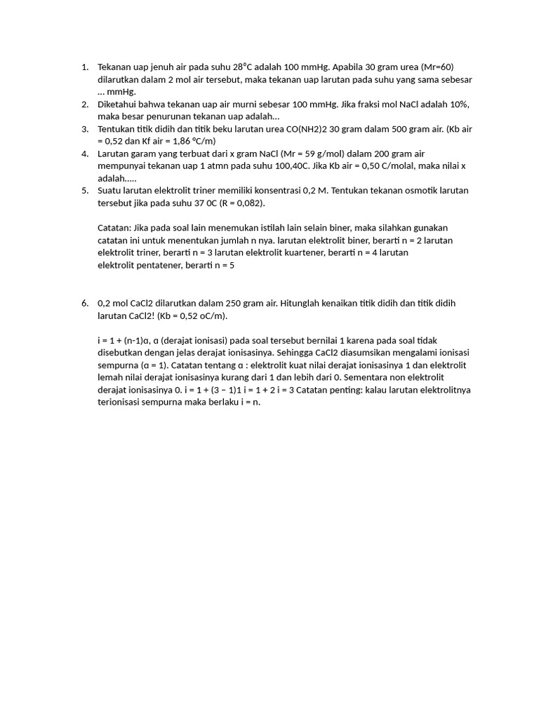 Tekanan Uap Larutan Urea 20% | PDF