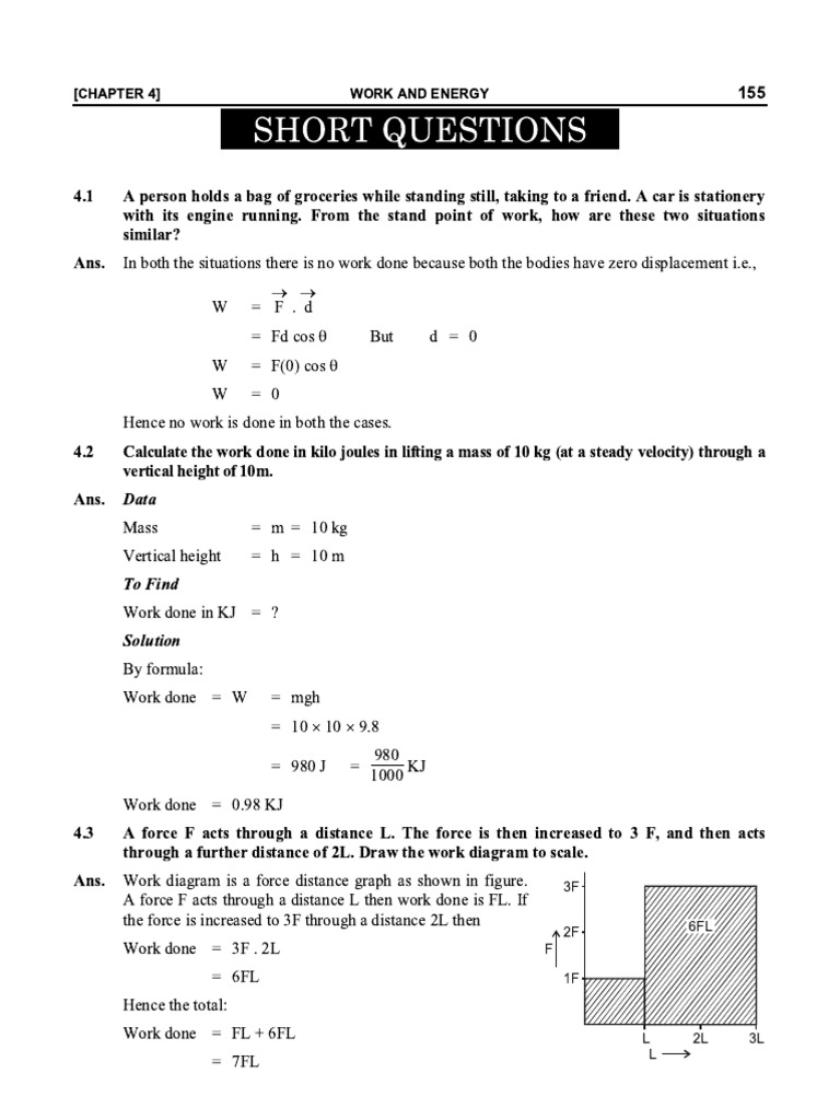 11th Physics SQs Numerical Chapter 4 | PDF