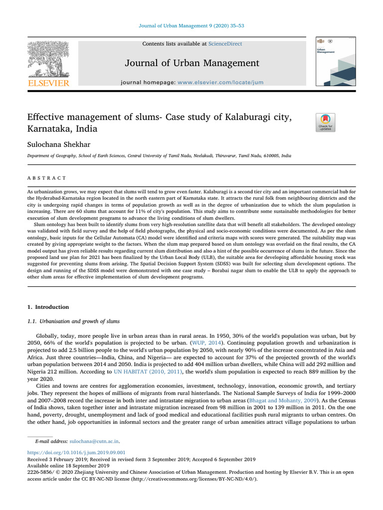 Effective Management of Slums - Case Study of Kalaburagi City | PDF ...