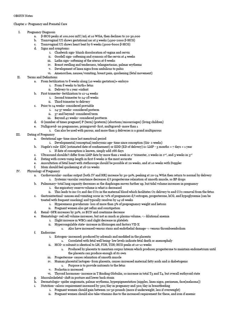 OBGYN Study Guide | PDF | Childbirth | Pregnancy