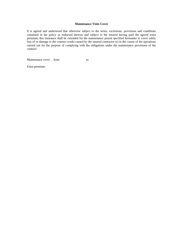 Maintenance Visits Cover | PDF