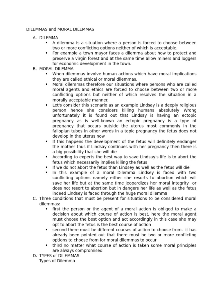 Moral Dilemma Reading Notes | PDF
