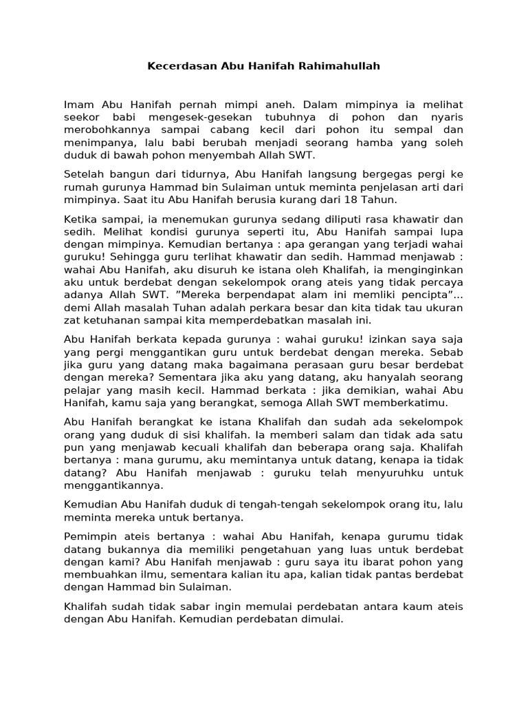 KISAH aBU hANIFAH | PDF