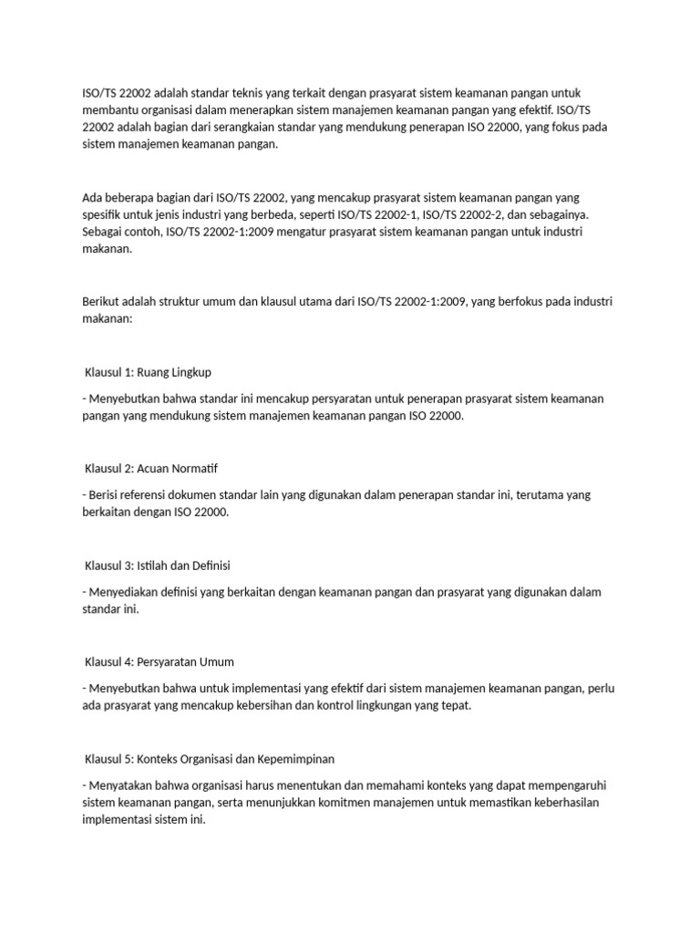 ISO/TS 22002-1: Panduan Keamanan Pangan | PDF