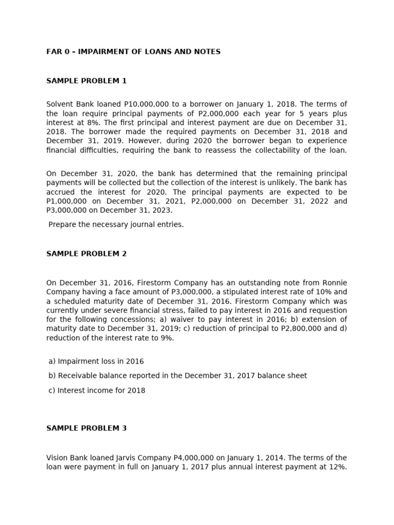 Loan Impairment Analysis and Entries | PDF | Interest | Loans