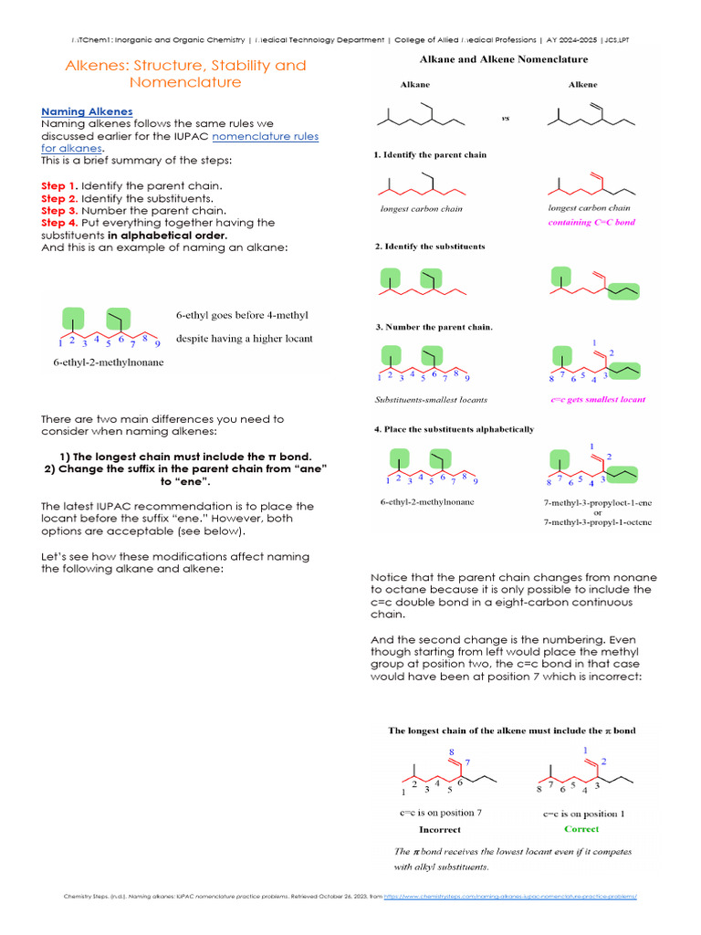 Alkenes and Cycloalkenes Handout 3 | PDF | Alkene | Alkane